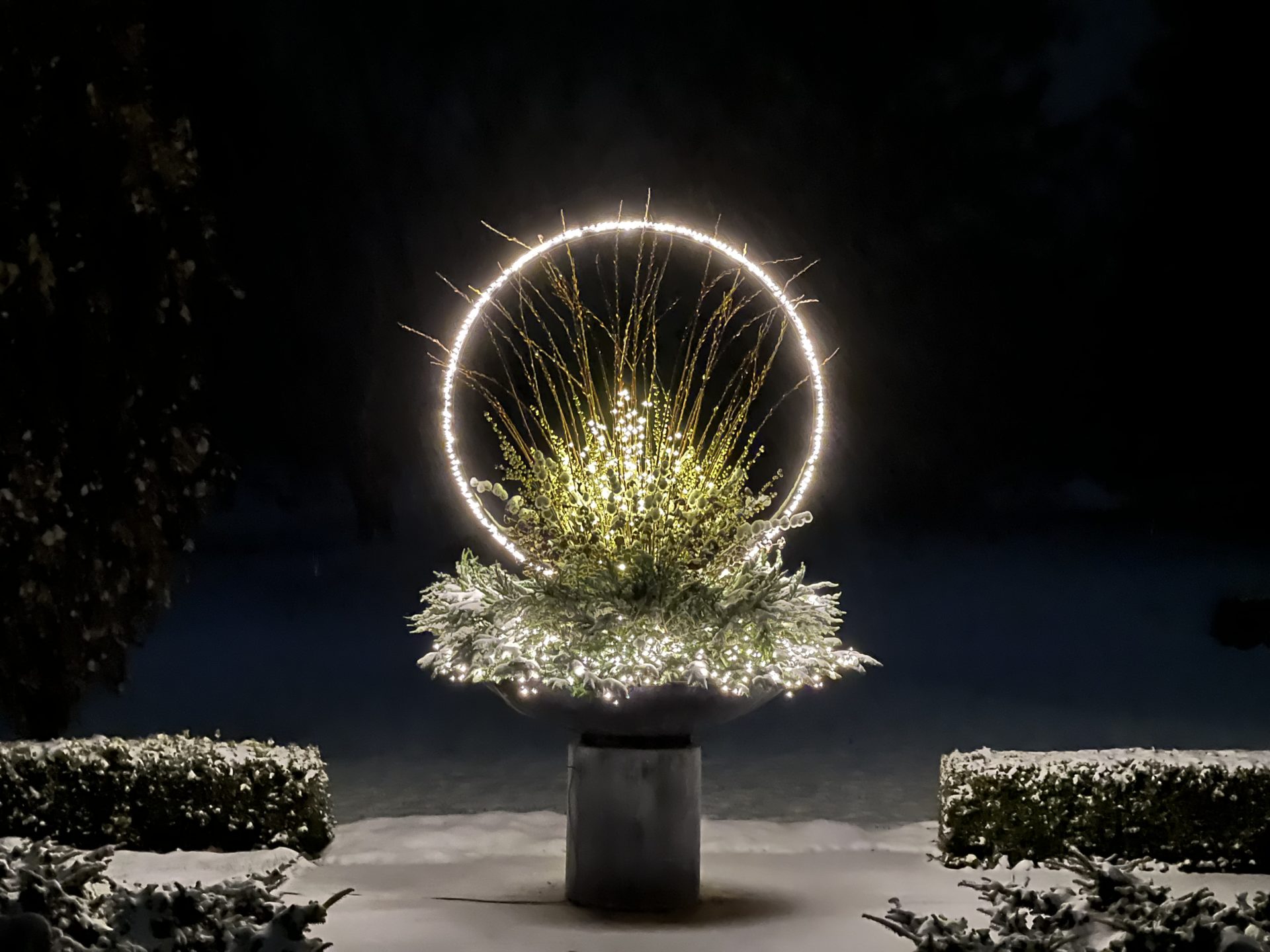 Lighted Rings For Winter Pots - Next Modern Home